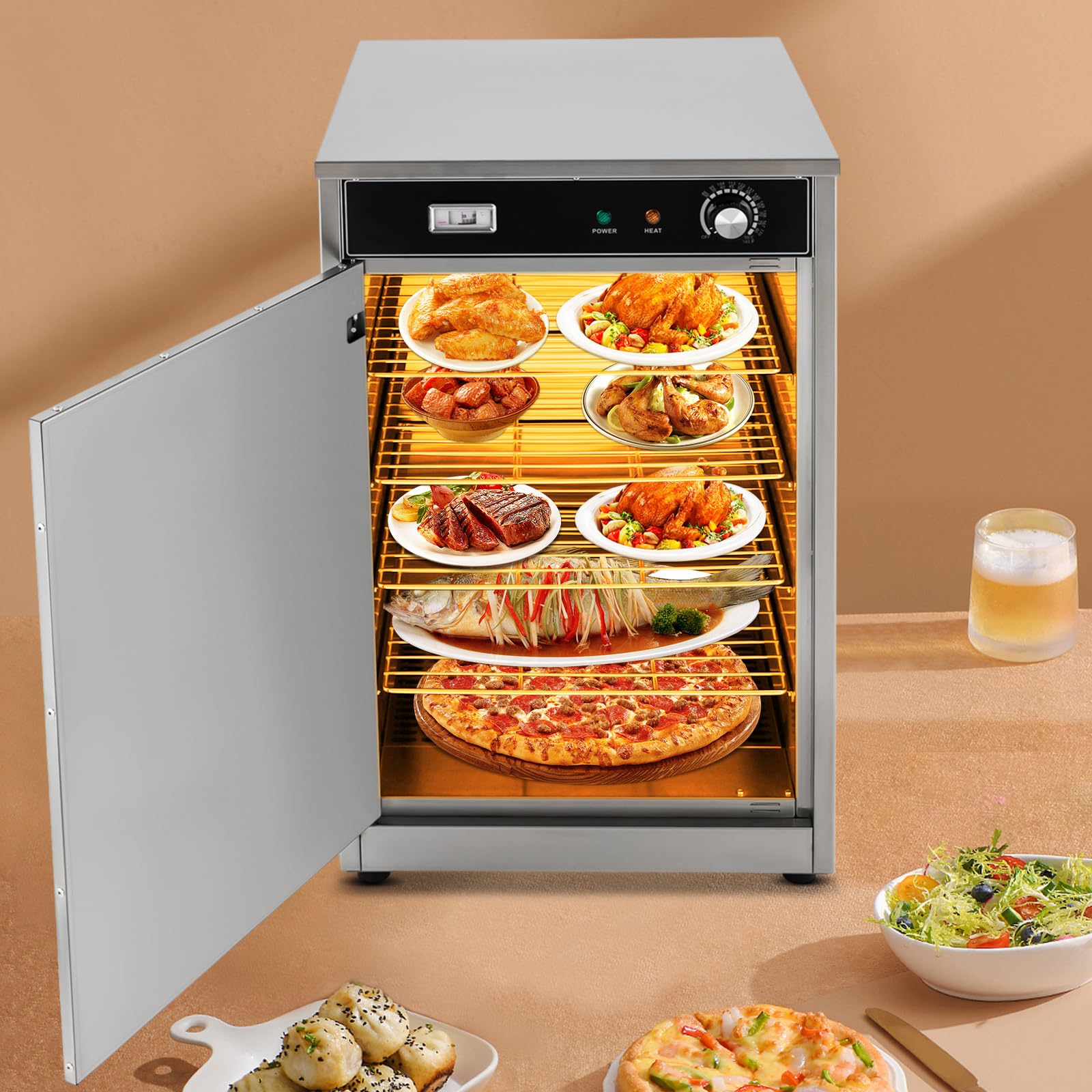 Electric Hot Box Commercial Heated Holding Cabinet 5-Compartment Stainless Steel 110V Hot Box 18.7 * 20.66 * 29.52Inch Food Warmer with Temperature Display Meter (5-Compartment)