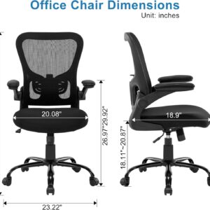 ZLchair Office Chair Ergonomic Desk Chair, Mesh Computer Home Office Desk Chairs with Adjustable Lumbar Support and Flip-up Armrests, Swivel Comfy Task Executive Chair, Black