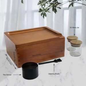 Misecrisa Airtight Stash Box with Tray - Rubber Seals - Large Wooden Box with Accessories 100% Air-Tight Storage Stash Box Set - Decorative Wood Box for Herbs (9.5inch)