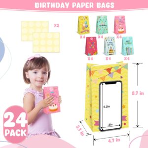 VGOODALL 24PCS Happy Birthday Party Favor Bags, Birthday Theme Goodie Bags Gift Bags Treat Bags for Kids Birthday Party