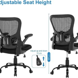 ZLchair Office Chair Ergonomic Desk Chair, Mesh Computer Home Office Desk Chairs with Adjustable Lumbar Support and Flip-up Armrests, Swivel Comfy Task Executive Chair, Black