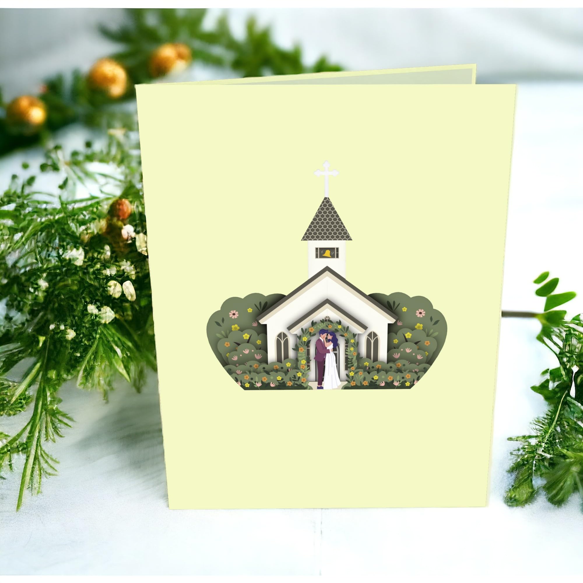 Rykamia Church Pop Up Wedding Card, Blank Church Wedding Card, Religious Wedding Card, Church Card For New Couple, Church Wedding Gift, Wedding Cards For Bride And Groom, Christian Card For Couple