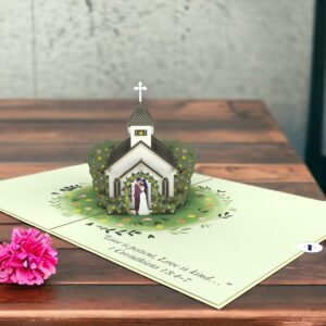 Rykamia Church Pop Up Wedding Card, Blank Church Wedding Card, Religious Wedding Card, Church Card For New Couple, Church Wedding Gift, Wedding Cards For Bride And Groom, Christian Card For Couple