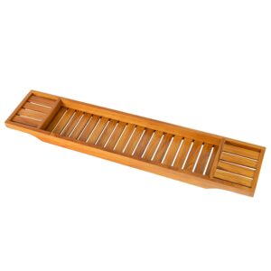 vaefae teak bathtub tray, wooden bath caddy tray for bathtub, bath tub wood tray table for tub