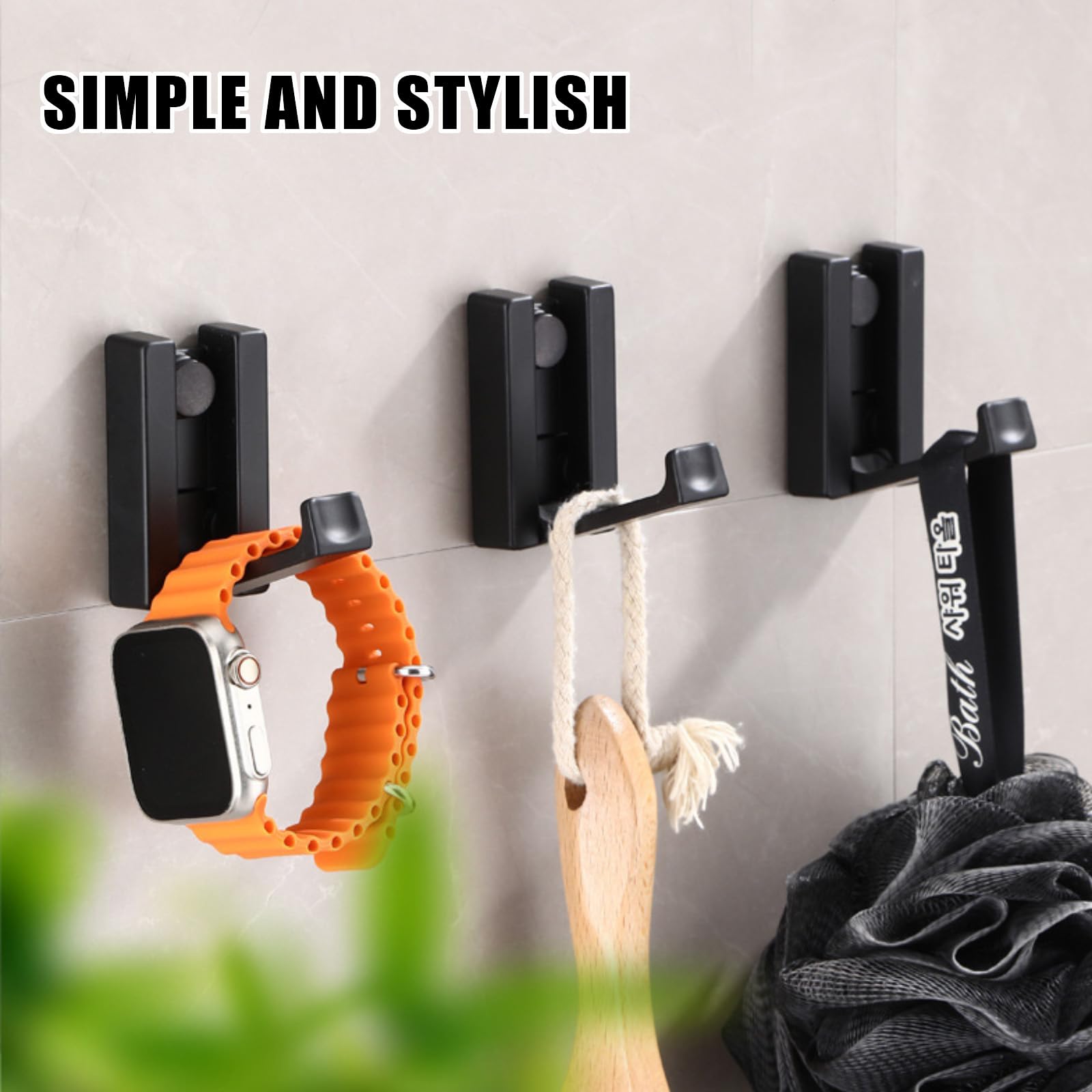 Zyuzles 4Pcs Folding Hideaway Coat Hooks,Retractable Coat Hook Black Metal Wall Hooks Aluminum Alloy Space-Saving Mounted for Hanging Coat, Jacket, Towel (Black)