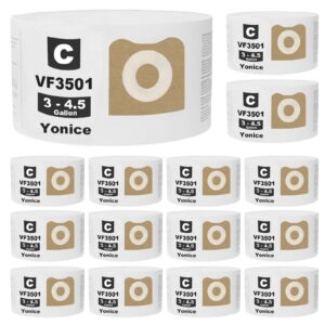 yonice 15 pack vf3501 dust bags size c compatible for ridgid & workshop 3-4.5 gallon vacuums, disposable dust collection filter bags replace part# 23738 vf3501 ws32045f