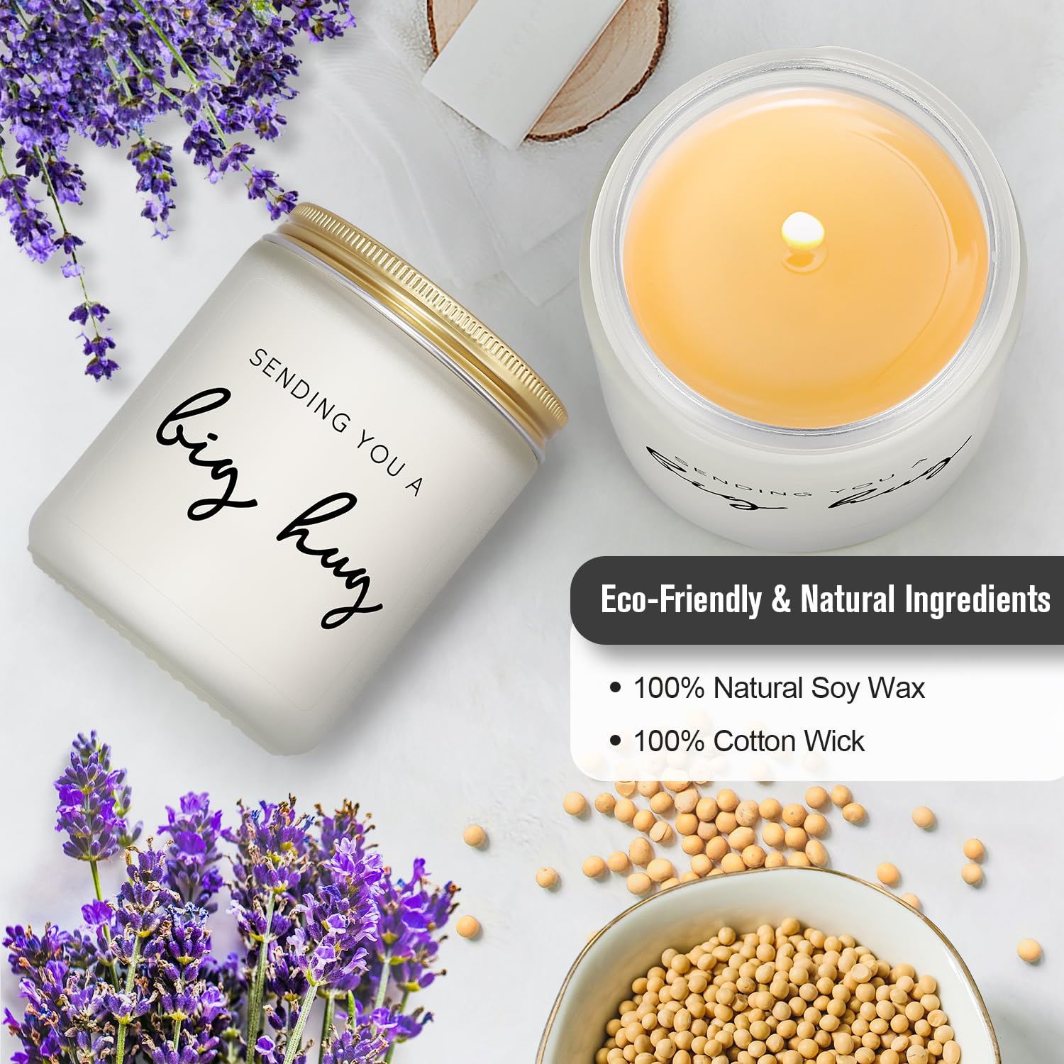 Thinking of You Gifts for Women, Get Well Soon Gift for Women, Cheer Up Feel Better for Birthday Christmas, Sorry for You Loss Sympathy Present for Friend Mothers Sister, Lavender Sending Hug Candle