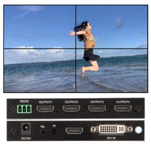 DVI TV Wall Video Controller 180 Degree Rotating HD Multimedia Interface Splicing Display Processor with Remote 100‑240V US Plug