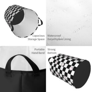 Gbuzozie Black And White Checkered Baseball Pattern Round Laundry Hamper Storage Basket Toys Clothes Organizer Bin For Home Bathroom Bedroom Dorm Nursery, 62l