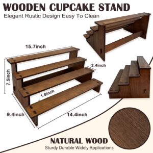 Umgozrz Wooden Cupcake Stand 4 Tier Cupcake Stand Cupcake Holder Rustic Wood Cupcake Display Stand Wooden Dessert Display Stand