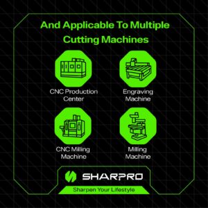 SHARPRO O Flute Upcut Spiral Rouer Bit 1/4 Inch Shank 1/4 Inch Cutting Dia. Carbide Single Flute CNC Router Bit, Ideal for Aluminum, Plastic, Acrylic, Wood, MDF and PVC