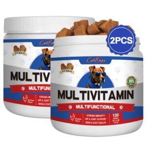 dog multivitamin supplement with glucosamine, probiotics, fish oil, dog vitamins for skin and coat allergies, dog supplements & vitamins, supports joint health and digestive function -2pack 240ct 684g