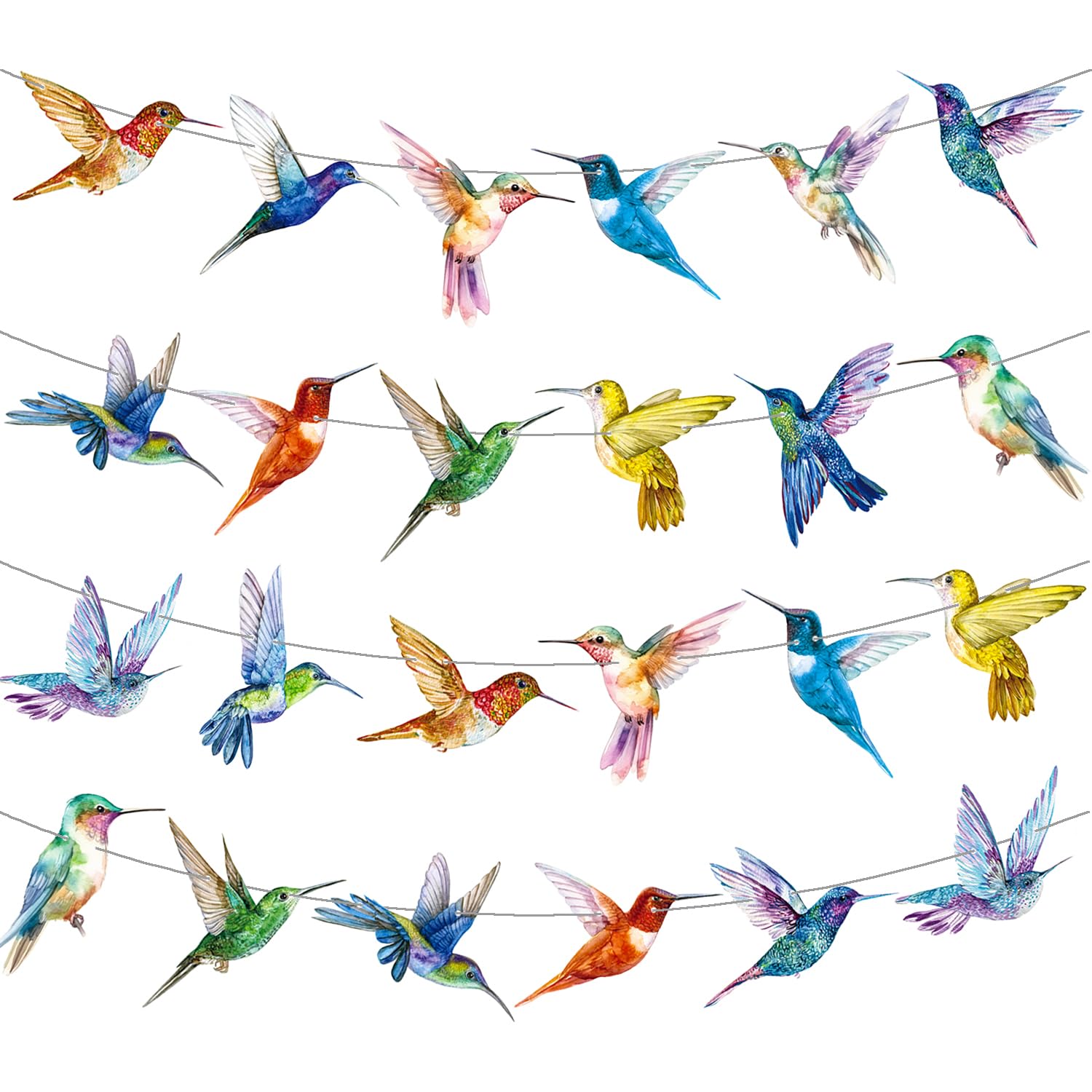 Hummingbird Party Banner Hummingbird Party Decorations 4Pcs Bird Birthday Decorations Hummingbird Cutout Banner for Flying Bird Hawaiian Luau Baby Shower Supplies