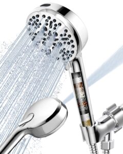 diiwet filtered shower head with handheld, high pressure shower heads with filter for hard water, 6 spray modes detachable showerhead with hose and bracket (chrome polished)