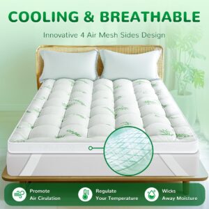 Bamboo_Mattress Topper California King,1000 GSM Extra Thick Pillow Top with Breathable Air Mesh Sides,Cooling Mattress Pad Cover for Back Pain, 72x84 Inch