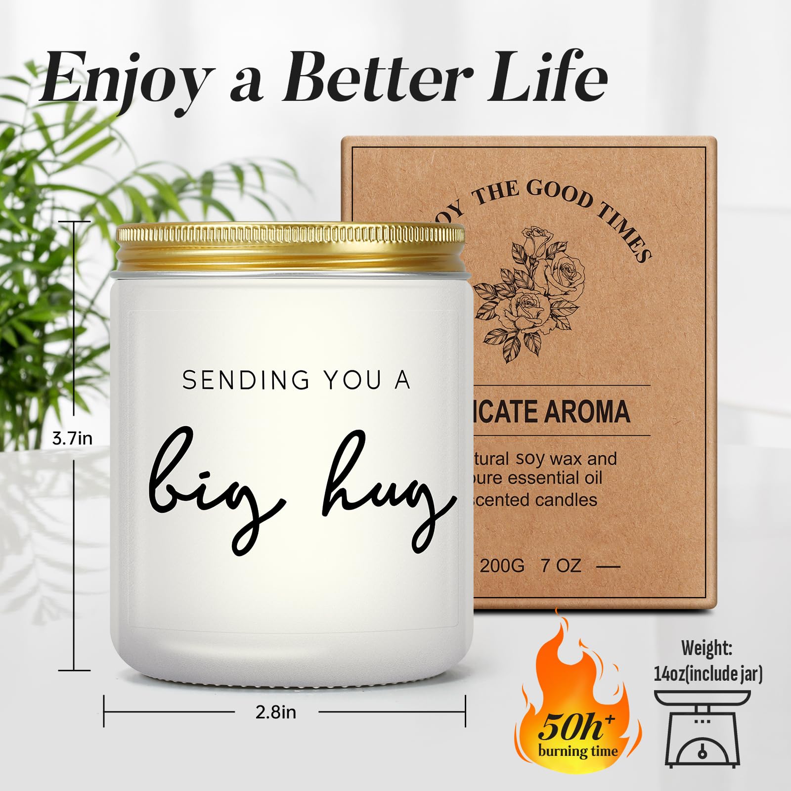 Thinking of You Gifts for Women, Get Well Soon Gift for Women, Cheer Up Feel Better for Birthday Christmas, Sorry for You Loss Sympathy Present for Friend Mothers Sister, Lavender Sending Hug Candle