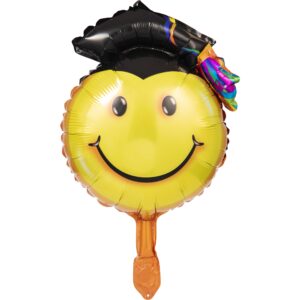 smiley face foil graduation balloon