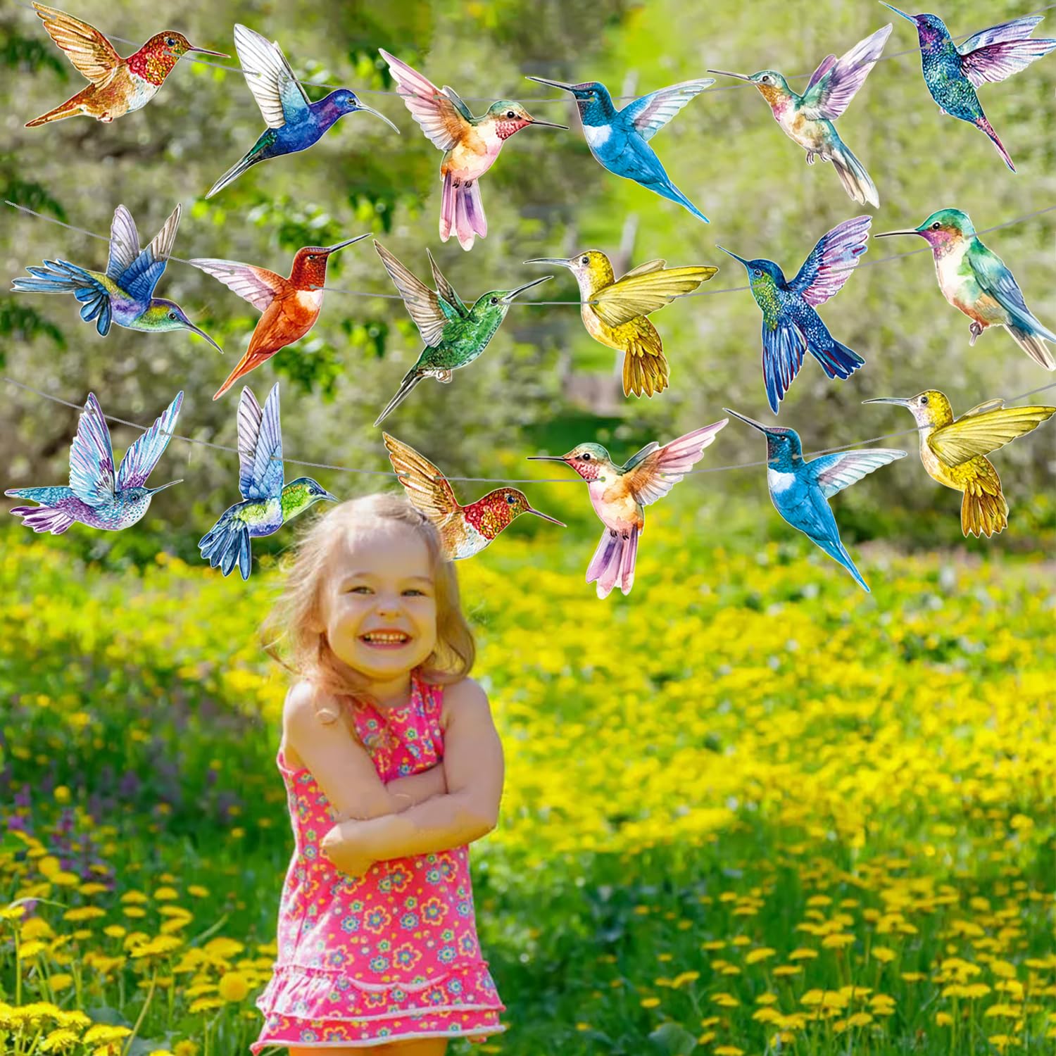 Hummingbird Party Banner Hummingbird Party Decorations 4Pcs Bird Birthday Decorations Hummingbird Cutout Banner for Flying Bird Hawaiian Luau Baby Shower Supplies