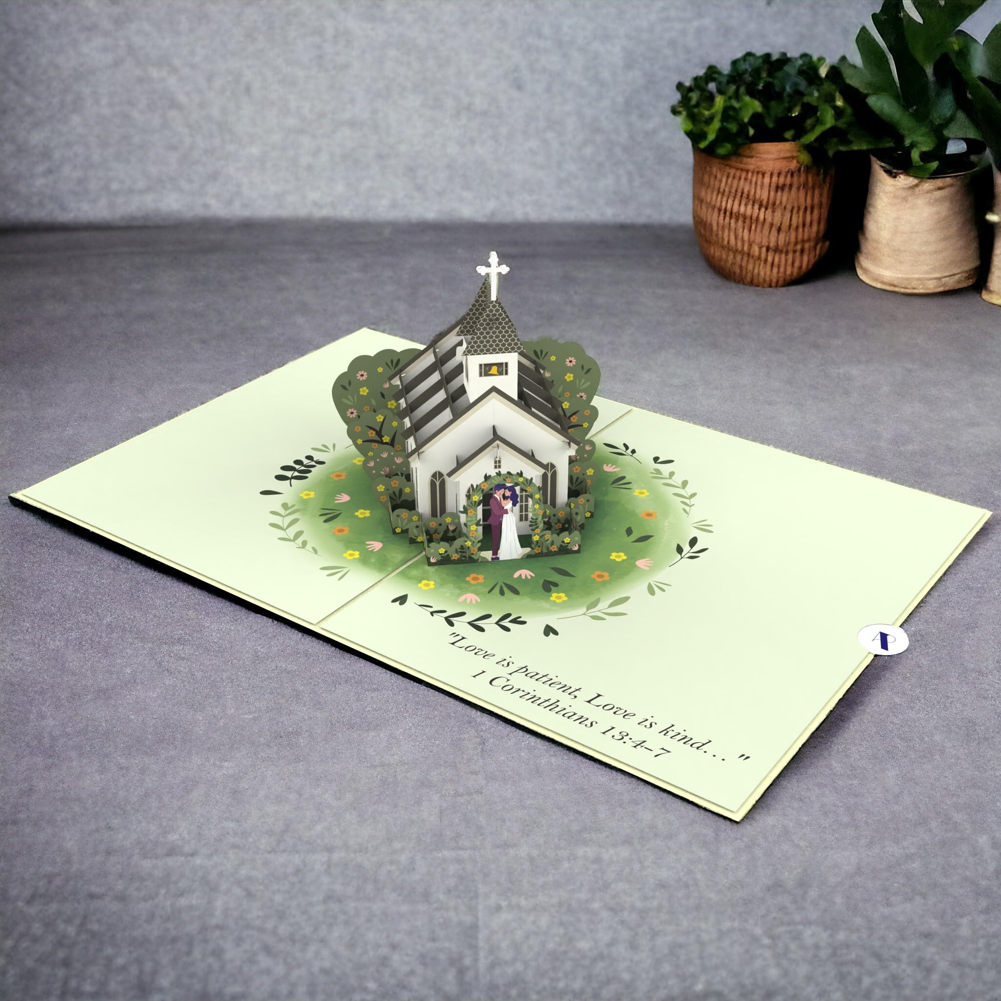 Rykamia Church Pop Up Wedding Card, Blank Church Wedding Card, Religious Wedding Card, Church Card For New Couple, Church Wedding Gift, Wedding Cards For Bride And Groom, Christian Card For Couple