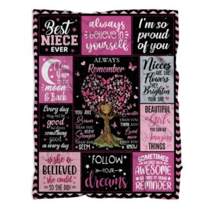 muchnee birthday gift for niece, to my niece blankets 50''x60'', niece gifts from auntie uncle, niece throw blanket for girls woman, gift for niece from aunt, niece christmas graduation gift ideas