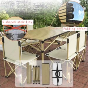 Vaian Multi Piece Set of Outdoor,Terrace Folding Dining Tables and Multiple Folding Chairs, Suitable for Courtyards, Gardens, Porch, and Poolsides (Wood Color 6 Chairs+1 Table)