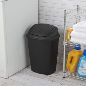 AYOYZ 7.5 Gal. Wastebasket Plastic, Black