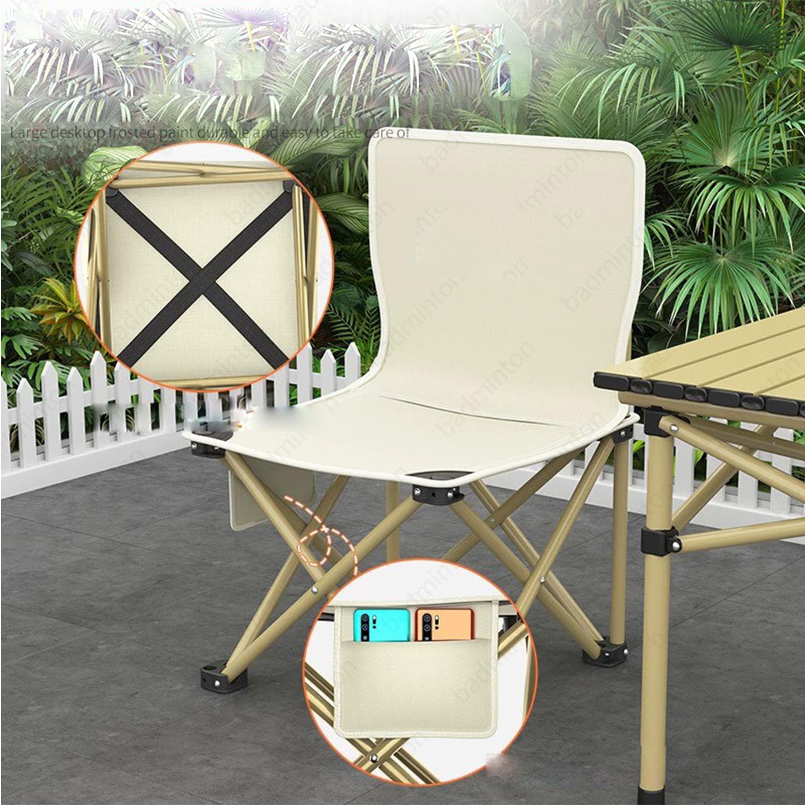 Vaian Multi Piece Set of Outdoor,Terrace Folding Dining Tables and Multiple Folding Chairs, Suitable for Courtyards, Gardens, Porch, and Poolsides (Wood Color 6 Chairs+1 Table)