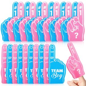 motionchic 24 pack baby gender reveal decorations team boy or girl mini foam fingers gender reveal games ideas cupcake toppers for baby shower gender reveal party favors supplies