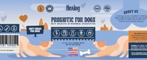 Healog Probiotic for Dogs - 120 Chicken Flavored Soft Chews, Natural Dog Probiotics for Digestive Health, Gut Health for Dogs, Anxiety and Gas Relief, Diarrhea Control, 1 Billion CFU