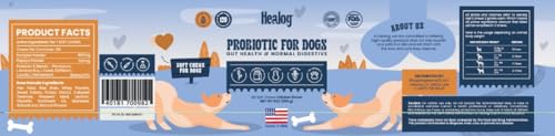 Healog Probiotic for Dogs - 120 Chicken Flavored Soft Chews, Natural Dog Probiotics for Digestive Health, Gut Health for Dogs, Anxiety and Gas Relief, Diarrhea Control, 1 Billion CFU