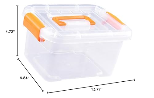 ZIZEV Plastic Storage Container Bin, Transparent Storage Box Stackable Large Capacity for Toys (Small 25cm / 9.8in)