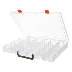 superfindings 48 grids compartment organizer box 14.05"x10.94" large plastic organizer box with dividers white arts crafts storage containers with handle for cosmetics jewelry beads snack box