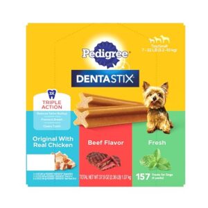 pedigree dentastix toy & small breed, original, beef flavor & fresh variety pack, 2.36 lb. pack