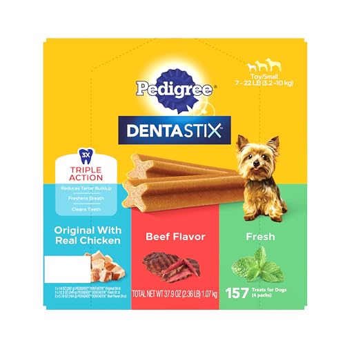 Pedigree Dentastix Toy & Small Breed, Original, Beef Flavor & Fresh Variety Pack, 2.36 lb. Pack