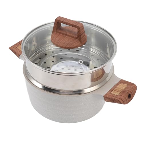 Stock Pot Rapid Heating Prevent Home Aluminum Alloy From Sticking Prevent Sticking Transparent Lid (Soup Pot 20cm/7.9in and Steam Basket)