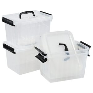 Wekioger 4 Pack 6 Quart Latching Box, Clear Lidded Storage Bins, Small Container with Handle