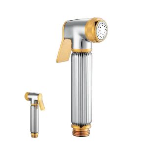 FLEYYXBN Chrome Golden Bidet Faucet Hand Held Sprayer Gun Bathroom Accessories Toilet Shower Head Bidet Sprayer Head (Color : Chrome with Golden)