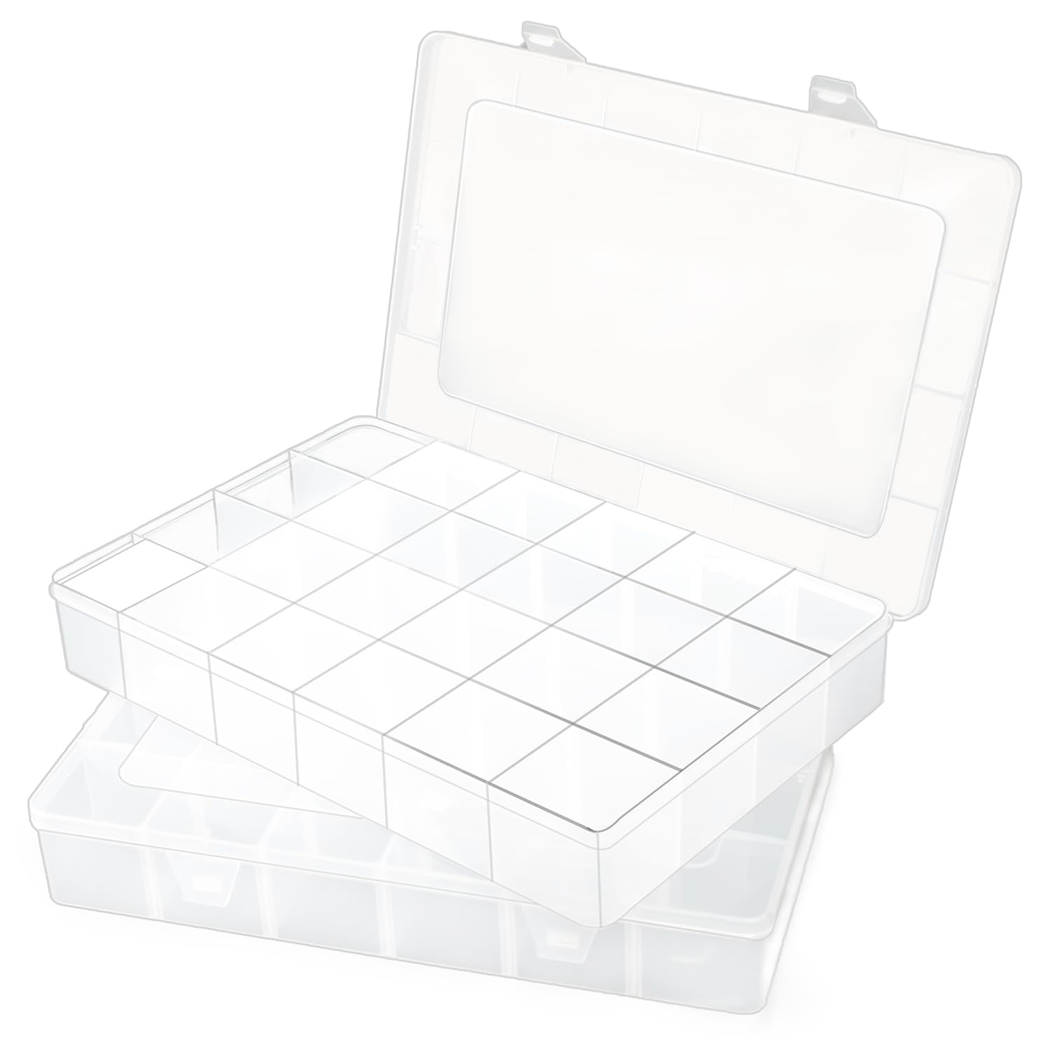 1 Pcs Large 24 Grids Plastic Organizer Box, Grids Clear Plastic Organizer Box, for kitchen Storage, Party and Travel