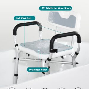 VFAUOSIT Shower Chair for Inside Shower, FSA/HSA Eligible 6-Height (550 lb) Shower Chair for Elderly and Disabled with Arms and Back, Shower Seats for Adults with Shower Bag, Bath Chairs for Seniors