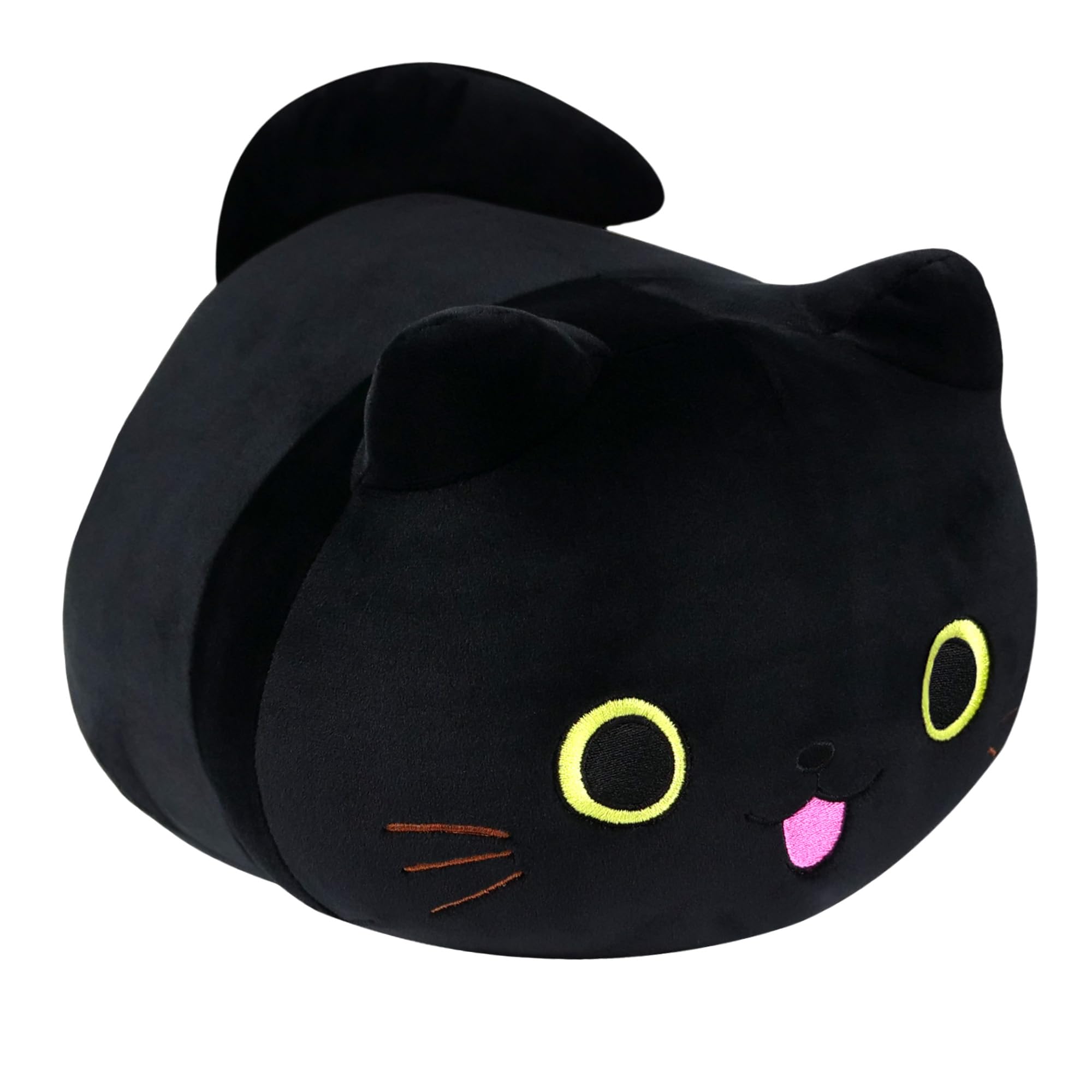 Pineapple Black Cat Plush Toy, Soft Cat Pillow Squishy Plushies, Cute Black Cat Stuffed Animals, Stuffed Cat Plushie, Black Cat Stuffy Kawaii Plush Toys for Girls, Boys, Kids (10 Inch)