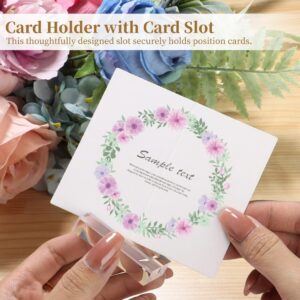 Lnrueg 40 Pcs Acrylic Place Card Holders, Transparent Sign Holders, Menu Holders with Card Slot, Table Numbers Display Stands for Wedding Party Banquet Meeting