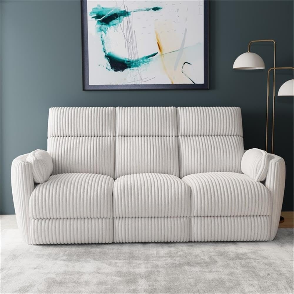 Parker Living Radius Modern Fabric Power Reclining Sofa in Ivory