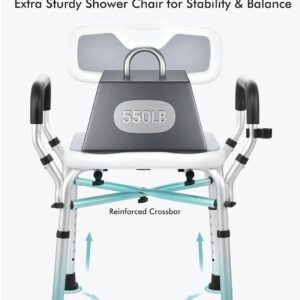 VFAUOSIT Shower Chair for Inside Shower, FSA/HSA Eligible 6-Height (550 lb) Shower Chair for Elderly and Disabled with Arms and Back, Shower Seats for Adults with Shower Bag, Bath Chairs for Seniors