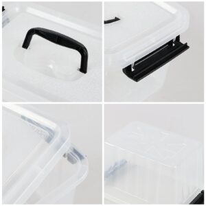 Wekioger 4 Pack 6 Quart Latching Box, Clear Lidded Storage Bins, Small Container with Handle