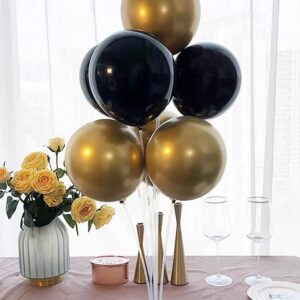 6 Sets Balloon Stand Kit Balloon Holder With Balloon and Base, Balloon Centerpieces for Tables, Black and Gold Party Decorations for Birthday Wedding Anniversary Father's Day New Year Graduation 2024