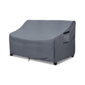 dalema outdoor 2-seater loveseat cover,600d heavy duty 100% waterproof patio sofa cover,furniture covers for sofa and loveseat,76w x 32.5d x 33h inches,grey.