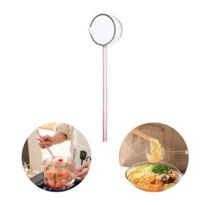 glass soup ladle, pink, glass ladle, glass spoon, soup ladles for serving, ladel, heat resistant, easy cleaning, borosilicate glass material