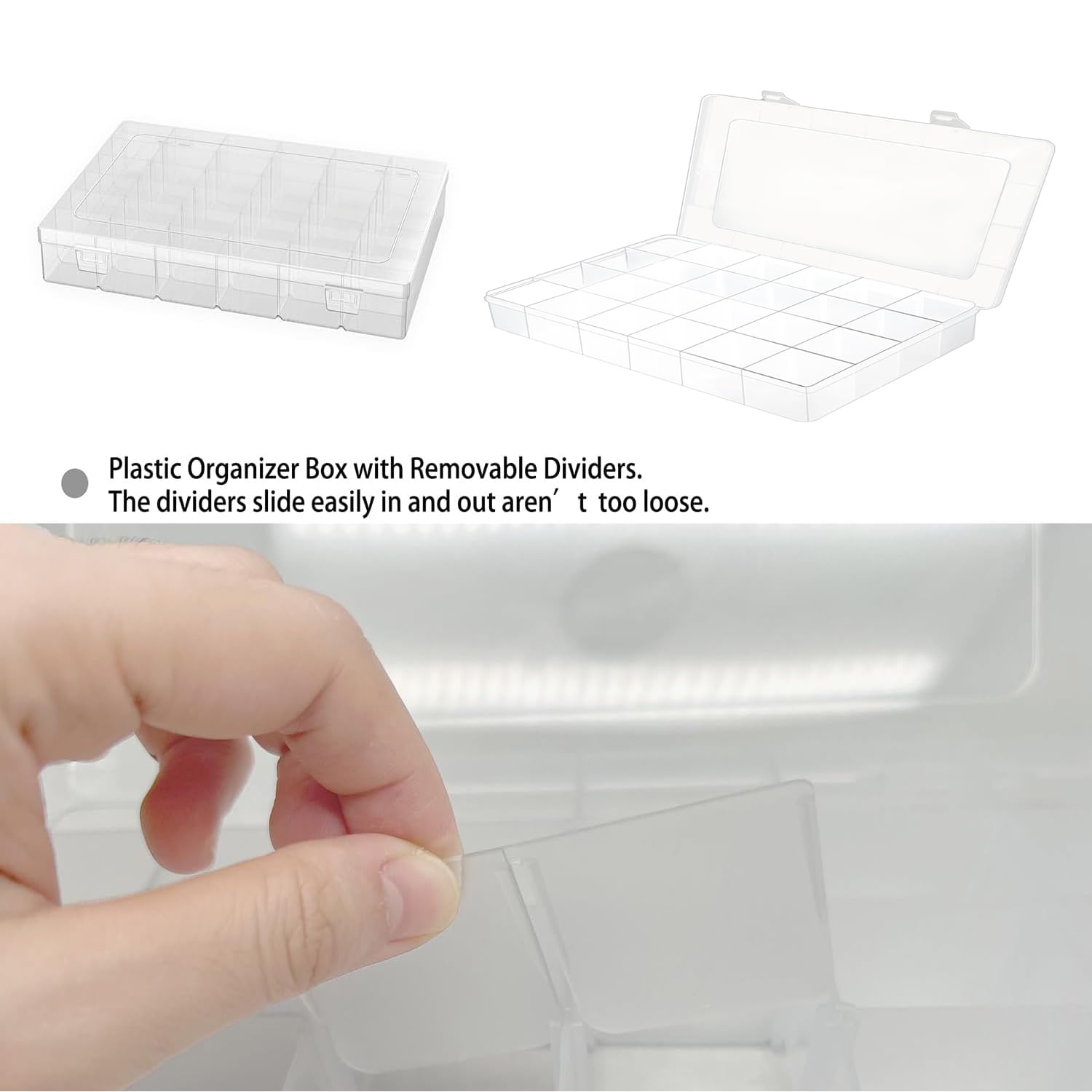 1 Pcs Large 24 Grids Plastic Organizer Box, Grids Clear Plastic Organizer Box, for kitchen Storage, Party and Travel