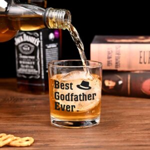 DAZLUTE Godfather Gifts for Men, Best Godfather Ever Whiskey Glass Set, Godfather Proposal Gifts, Father's Day Birthday for Godfather New Godfather, 10 Oz Godfather Old Fashioned Glass