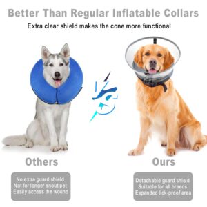 Dog Cone Collar, Inflatable Dog Cone After Surgery for Small Medium Large Dogs, Soft Dog Cone of Alternative with Enhanced Anti-Licking Guard Shield for Pets (Grey, M (Neck: 9"-12"))